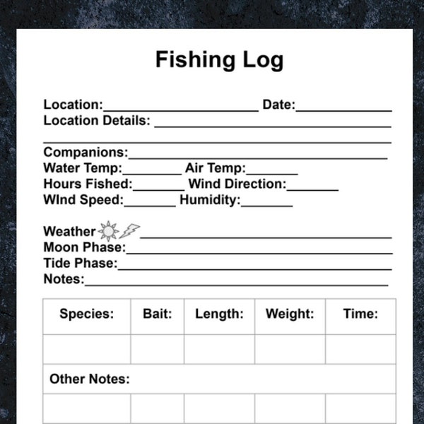 Fishing Log Book - Etsy