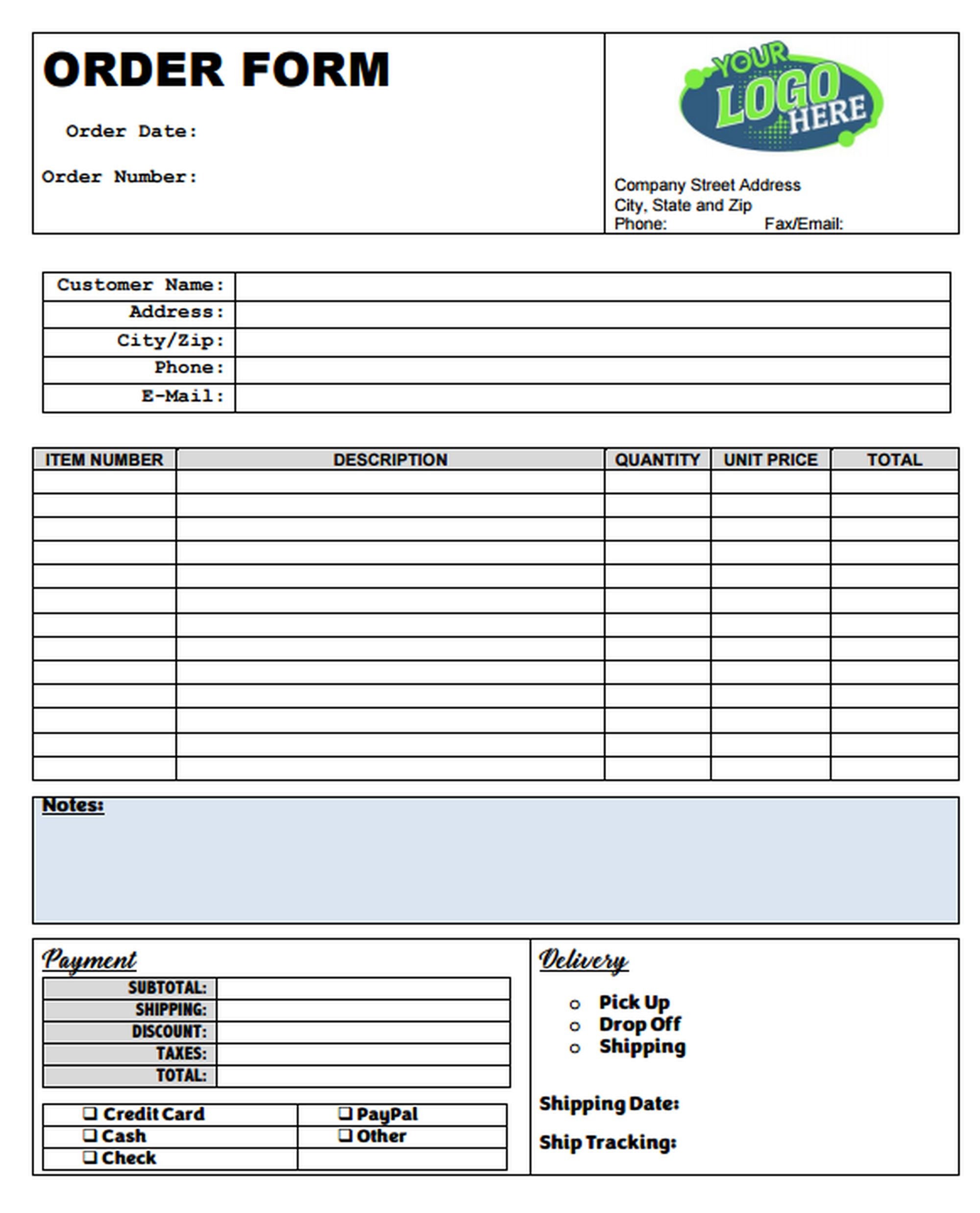 Professional Order Form Digital Download, Editable Order Form, Craft ...
