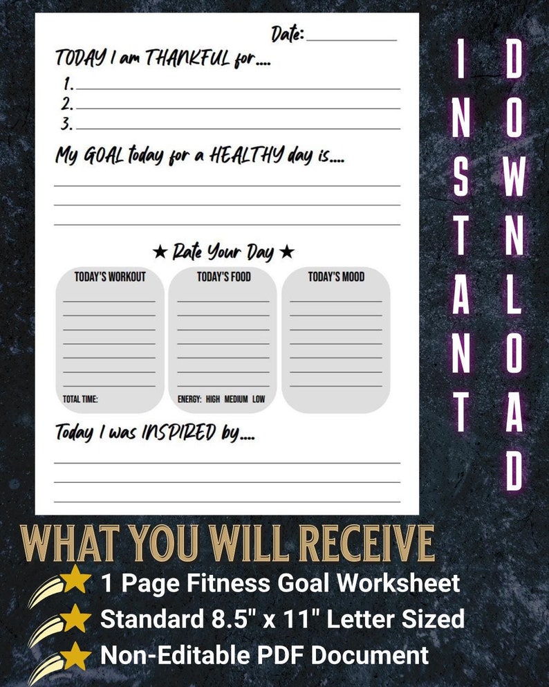 Fitness Goal Workout Planner Printable Digital Download, Fitness ...