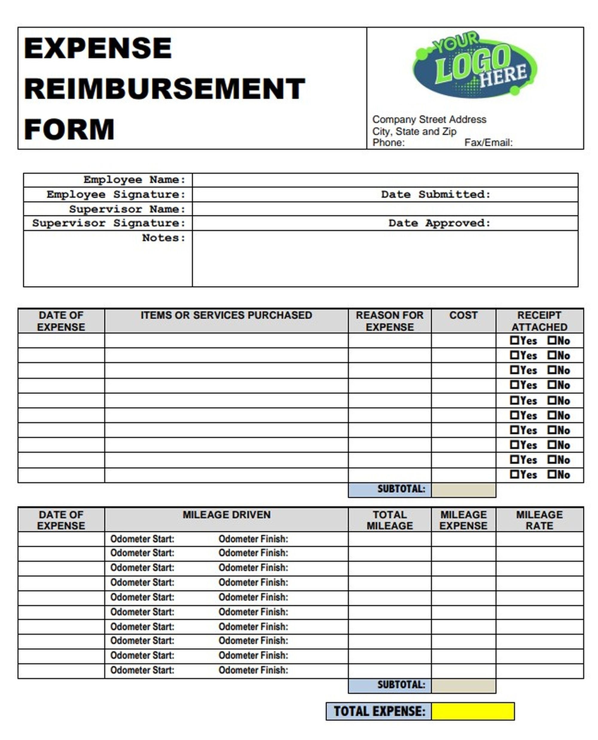 Professional Expense Report Form Digital Download, Editable Expense ...