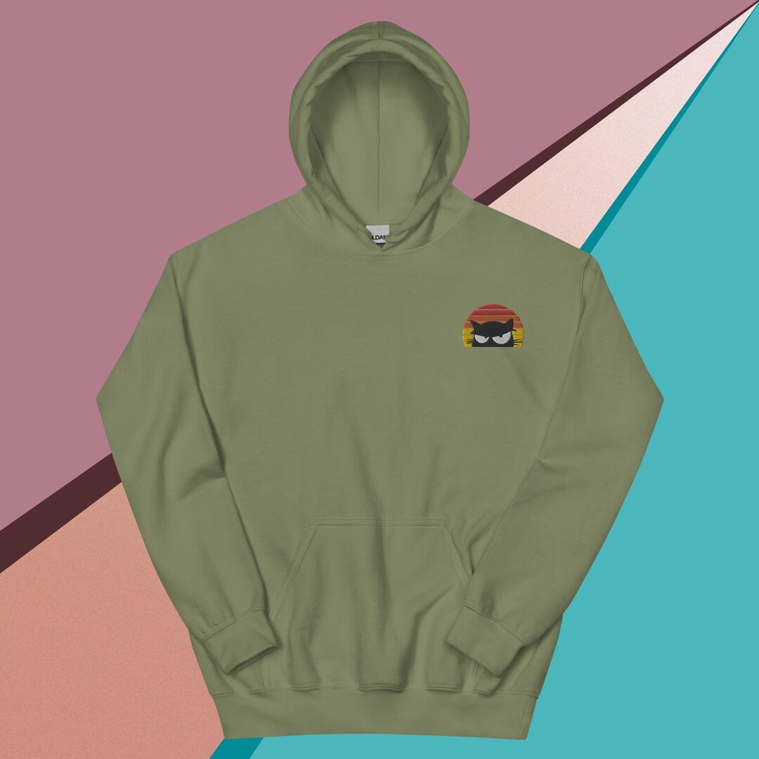 Funny Grumpy Black Cat Hoodie, Sarcastic Black Cat Hoodie, Retro Sunset ...