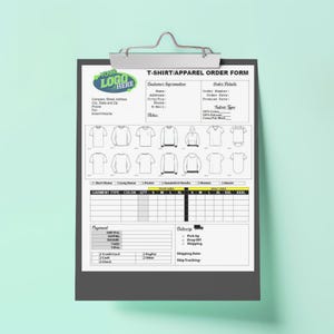 Professional Apparel T-shirt Order Form Digital Download, Editable ...