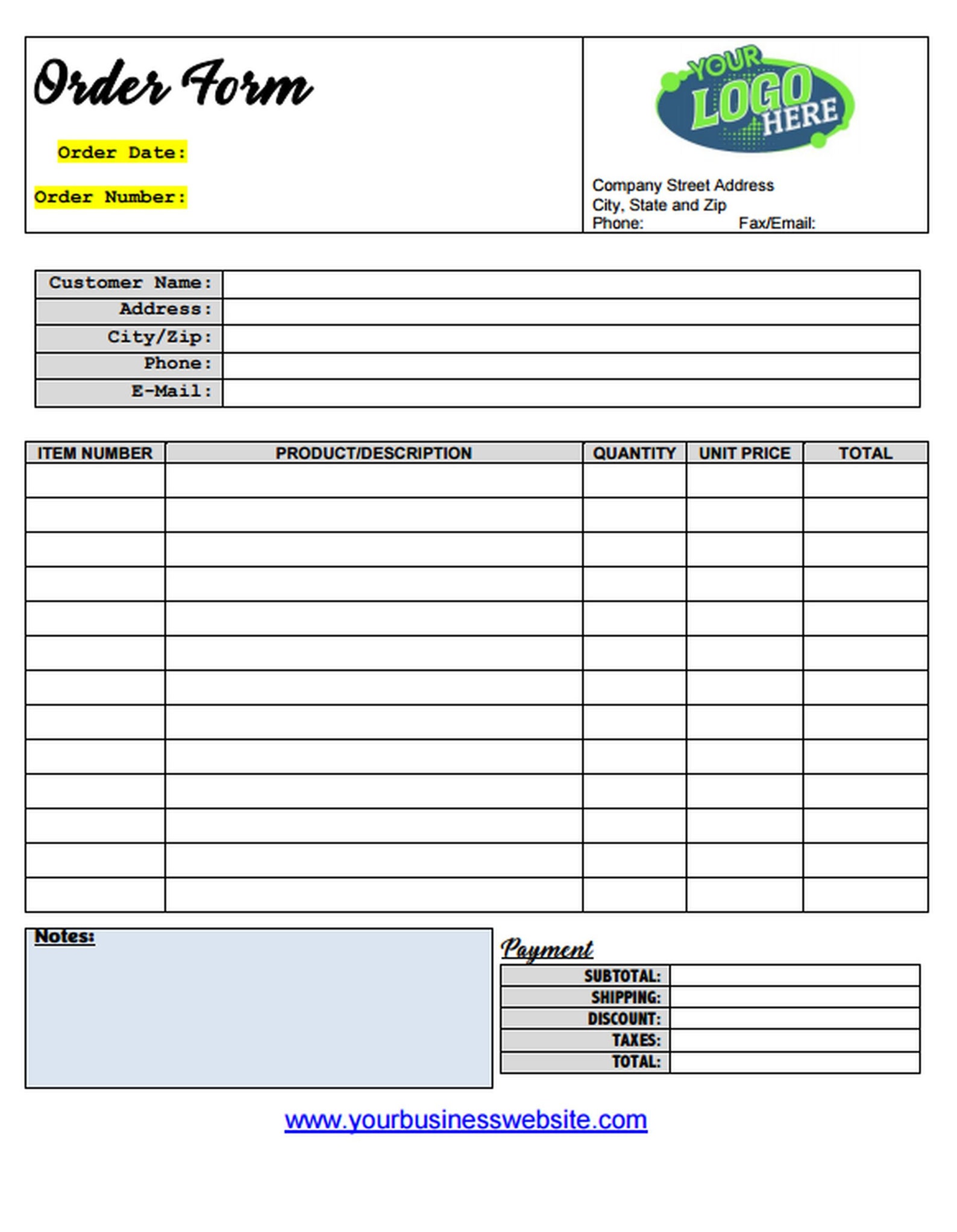 Professional Order Form Digital Download, Editable Order Form, Craft ...