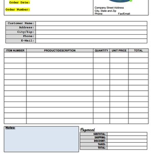 Professional Order Form Digital Download, Editable Order Form, Craft ...