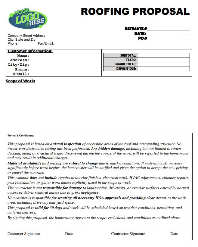 Professional Roofing Proposal Template Digital Download, Fully Editable ...