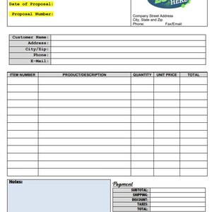 Professional Contractor Proposal Itemized List Template Digital Download, Editable Microsoft ...