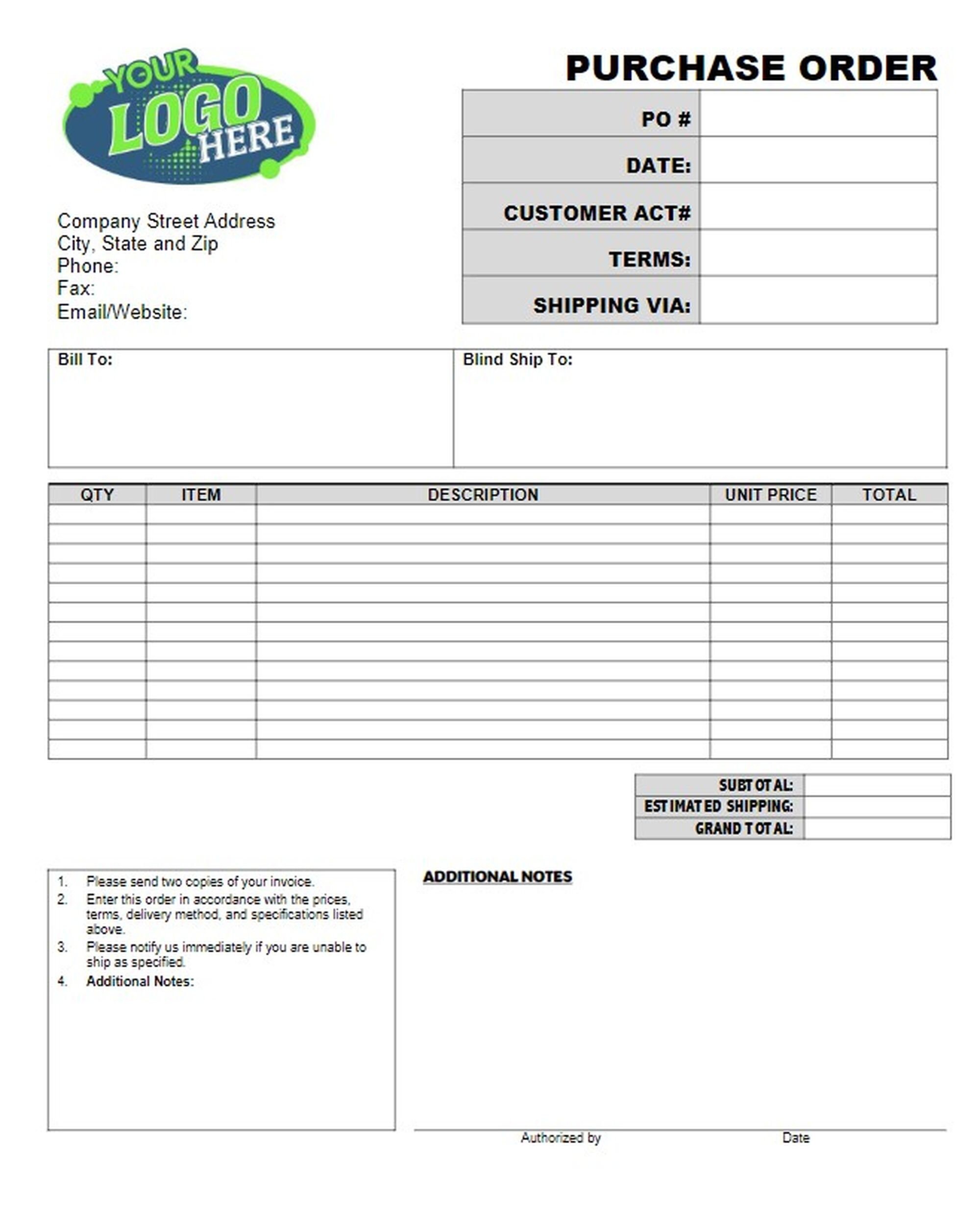 Professional Purchase Order Template Digital Download, Fully Editable Purchase Order Template ...