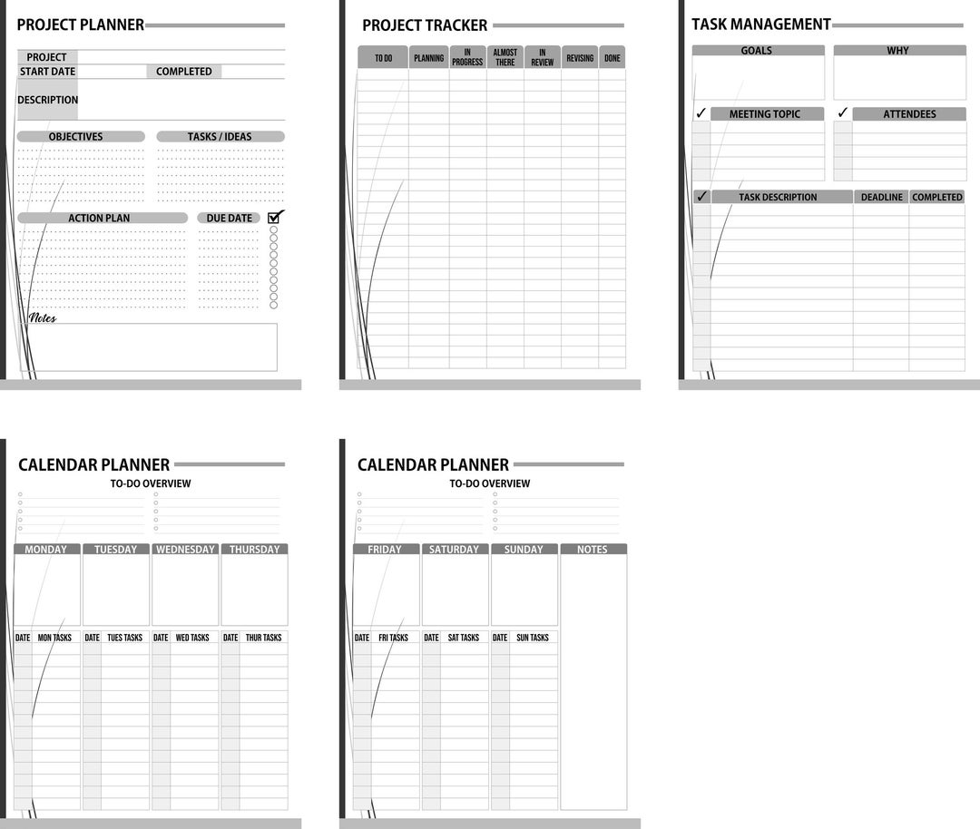 Digital Comprehensive Project Planner, Printable Project Planner ...
