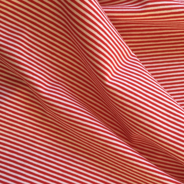 Stretch Red and White Stripe Fabric - Etsy