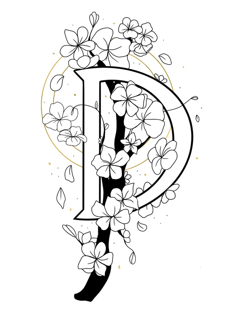 Cherry Blossom Gold Accent Monograms Printable - Etsy