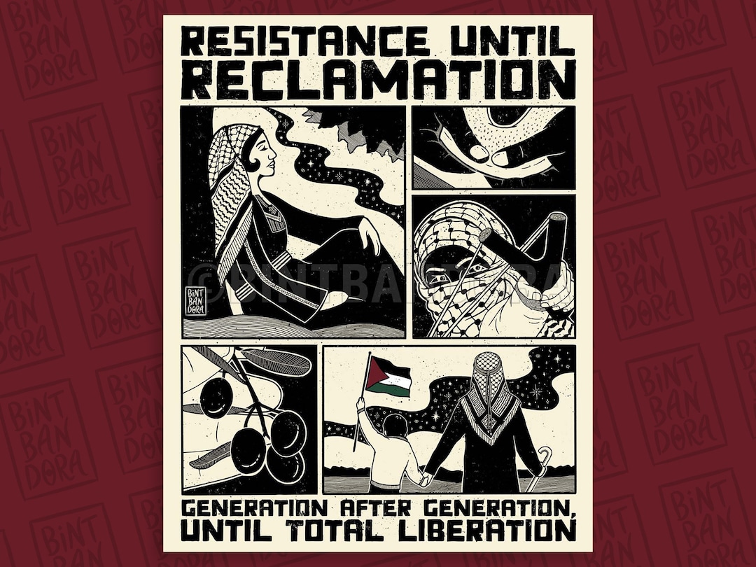 Resistance Until Reclamation Palestine Art Print: Nakba, Keffiyeh, Tatreez, Palestinian Poster ...