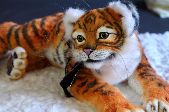 Ginger Tiger Cub Toy Realistic Tiger Realistic Animal Cute | Etsy