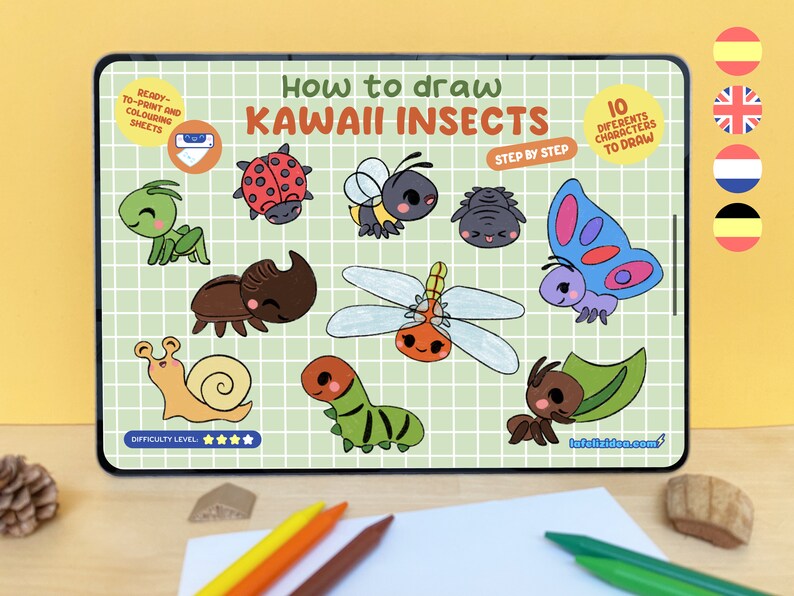 How to Draw KAWAII INSECTS Drawing Guide Learn to Draw - Etsy