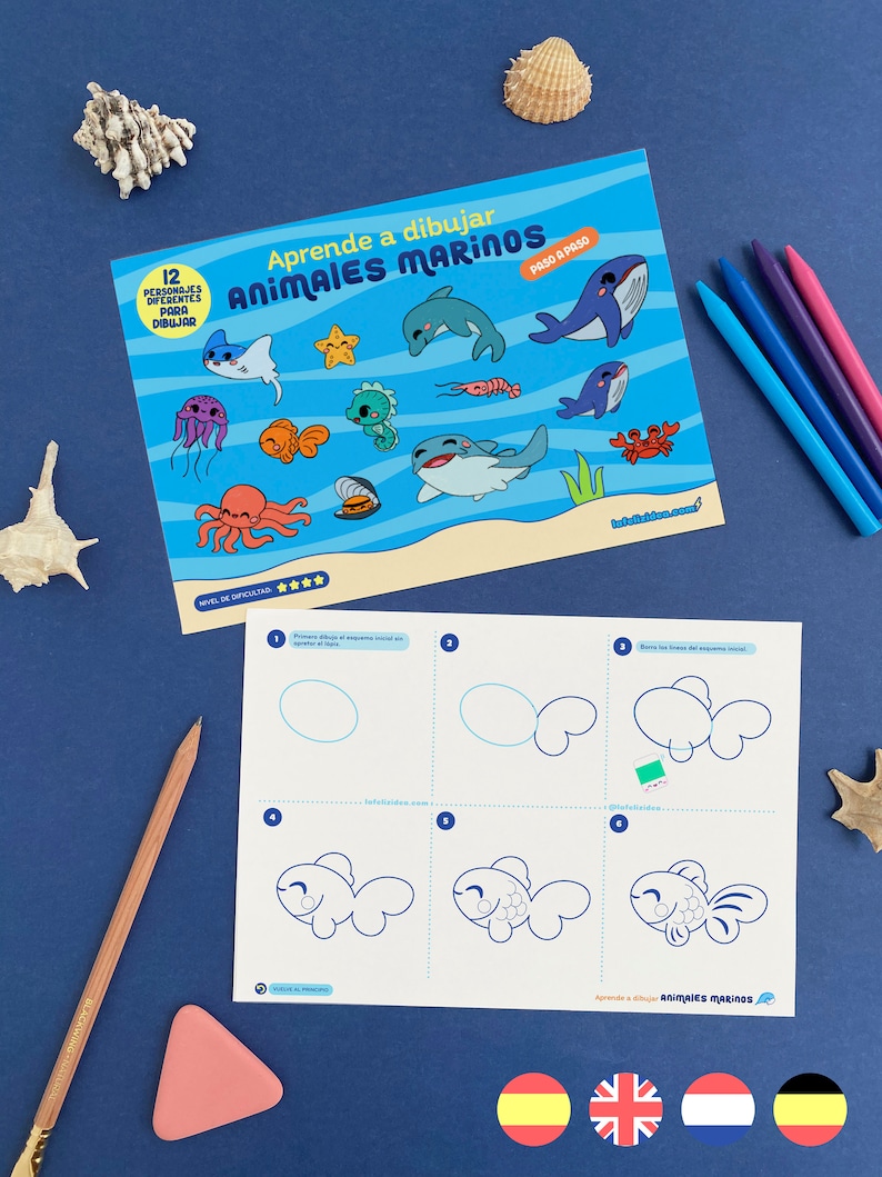 How to Draw SEA ANIMALS, Drawing Guide, Learn How to Draw, Drawing ...