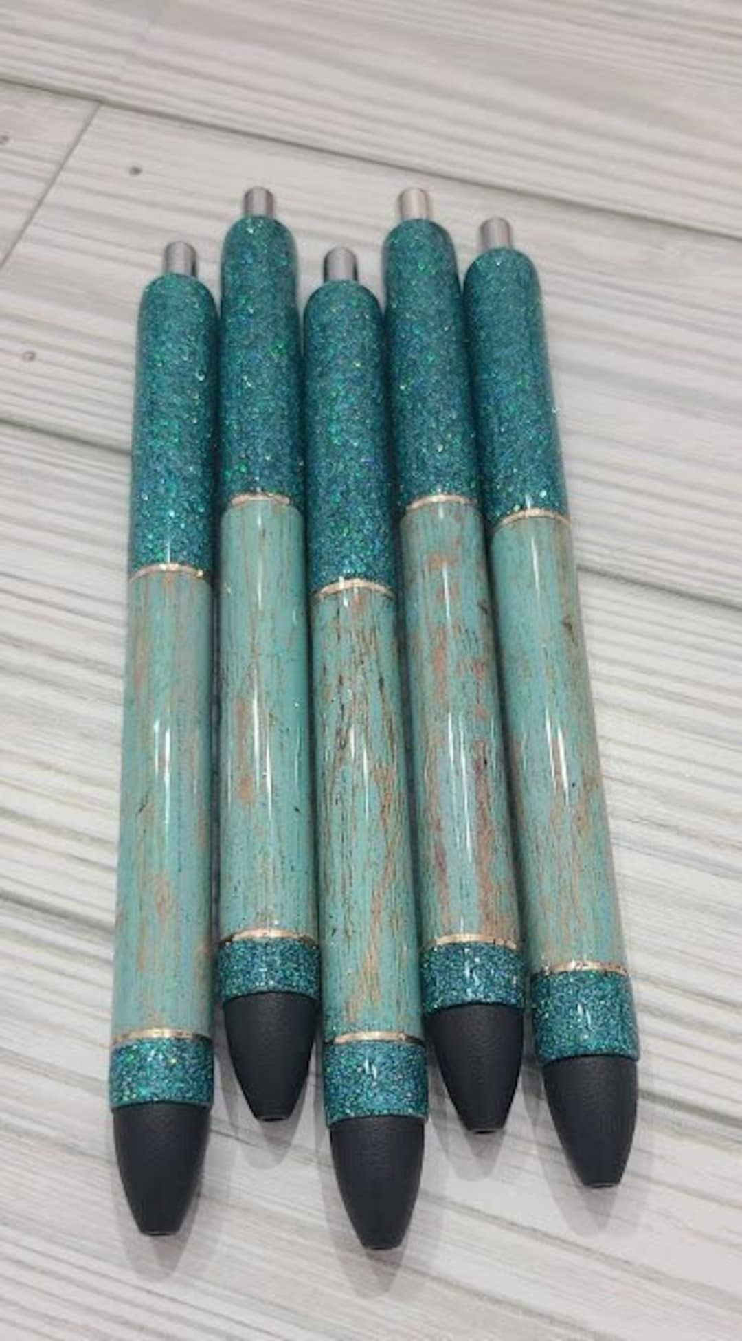 Teal Barnwood Pen, Teal Pen, Glitter Pen, Pretty Pens - Etsy