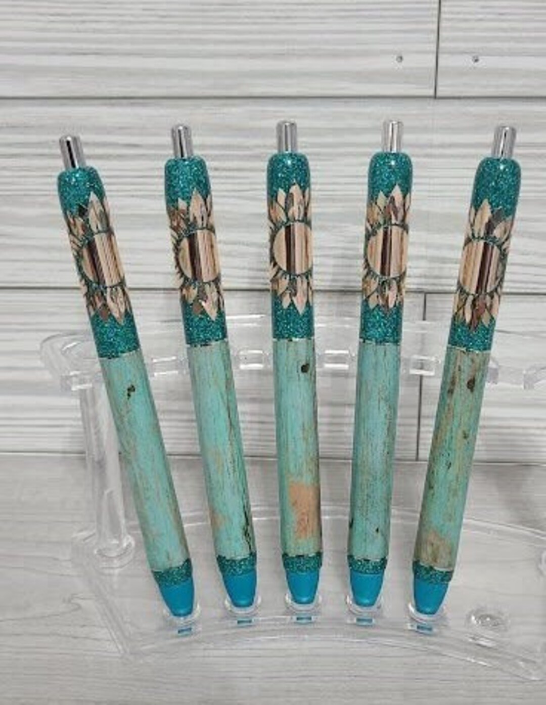 Rose Gold Sunflower Pen, Turquoise Pen, Barnwood Pen, Glitter Pen ...