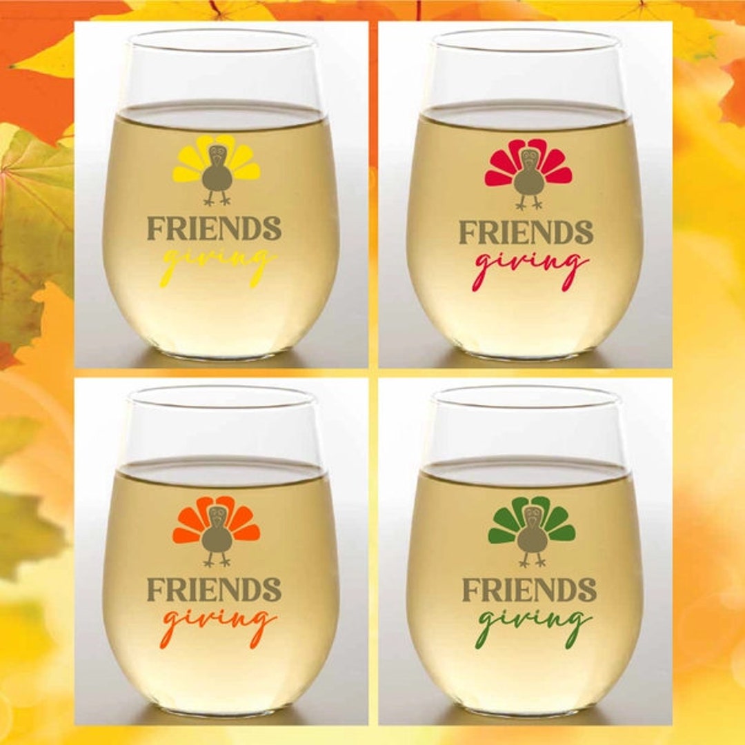 FRIENDSGIVING 4-pack Wine-oh Designer Shatterproof Plastic 16 - Etsy