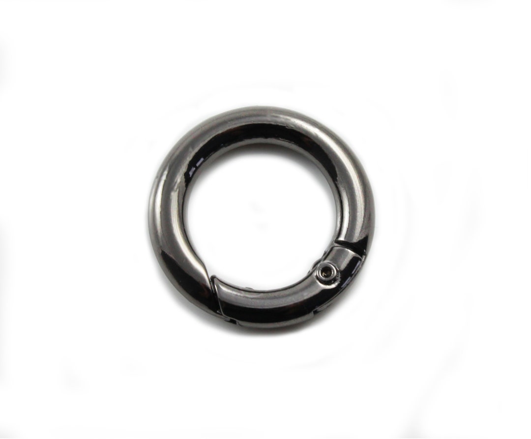 Pack of 2 Carabiner Rings Round Black 25 X 4 Mm Spring Opening Clasp ...