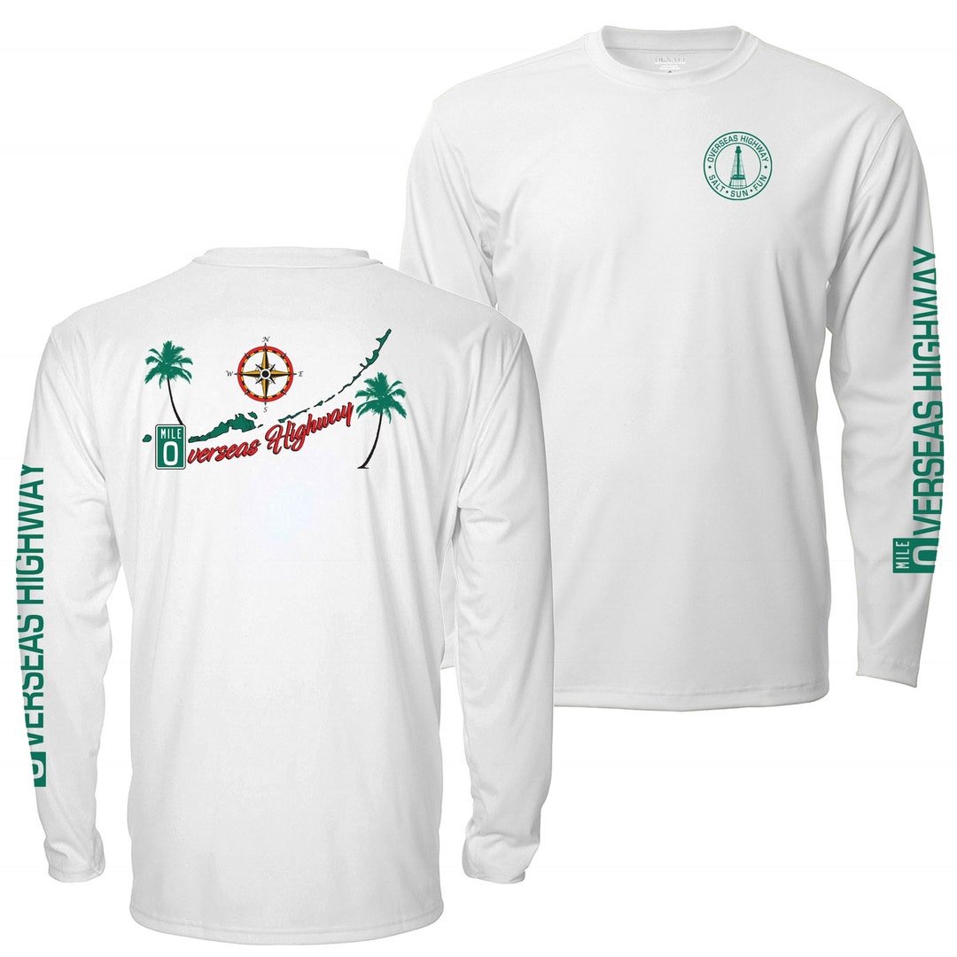 Overseas Highway Map - Florida Keys - Mens Long Sleeve Performance ...