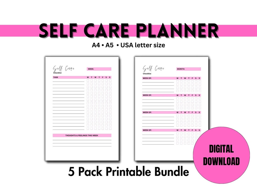 Selfcare Checklist, Purple Self-care Planner, Printable Planner ...