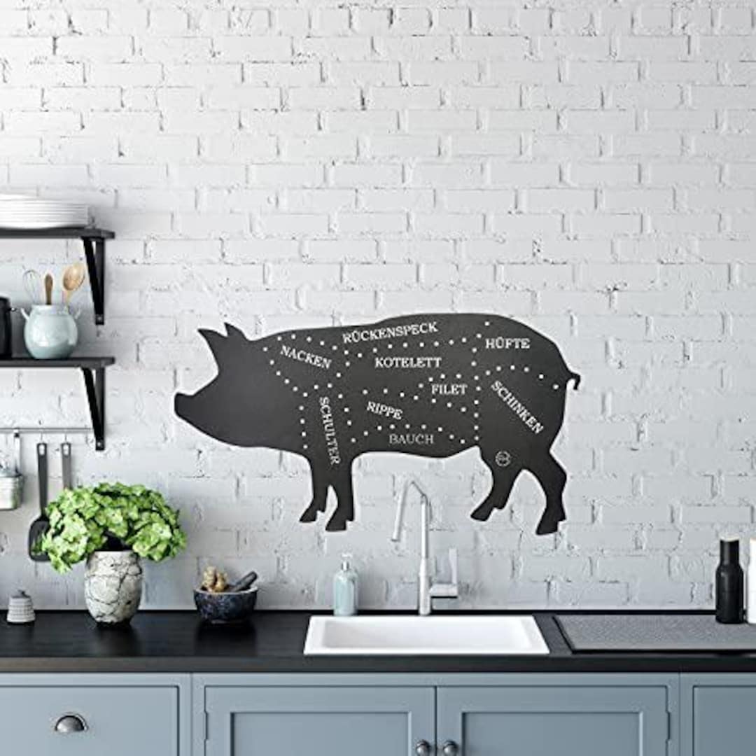 PORK CUTS Pork Cuts BBQ Metal Sign With German Lettering. Pig Outline ...