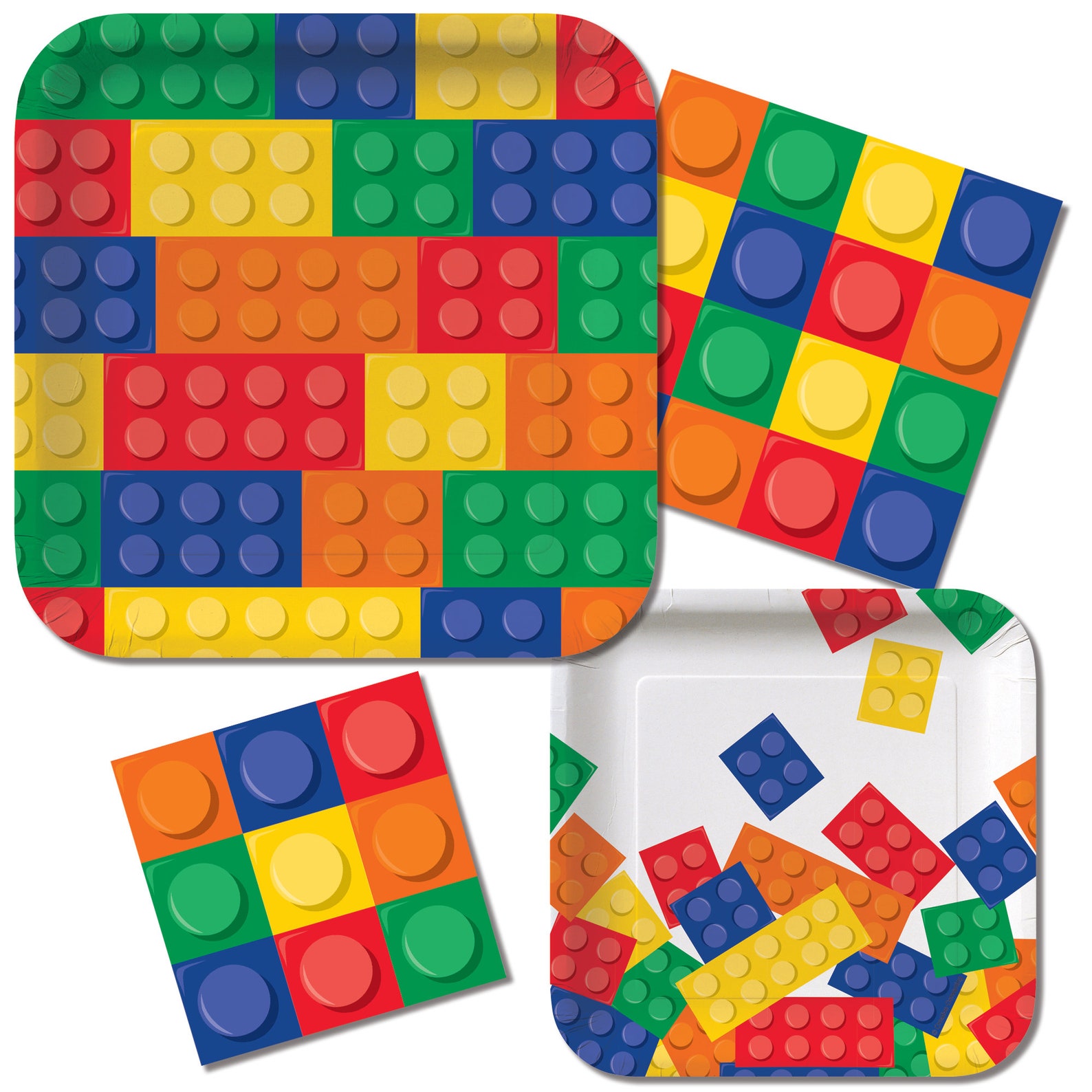 16 Large Happy Birthday Bricks Napkins, Block Party Napkins, Brick ...
