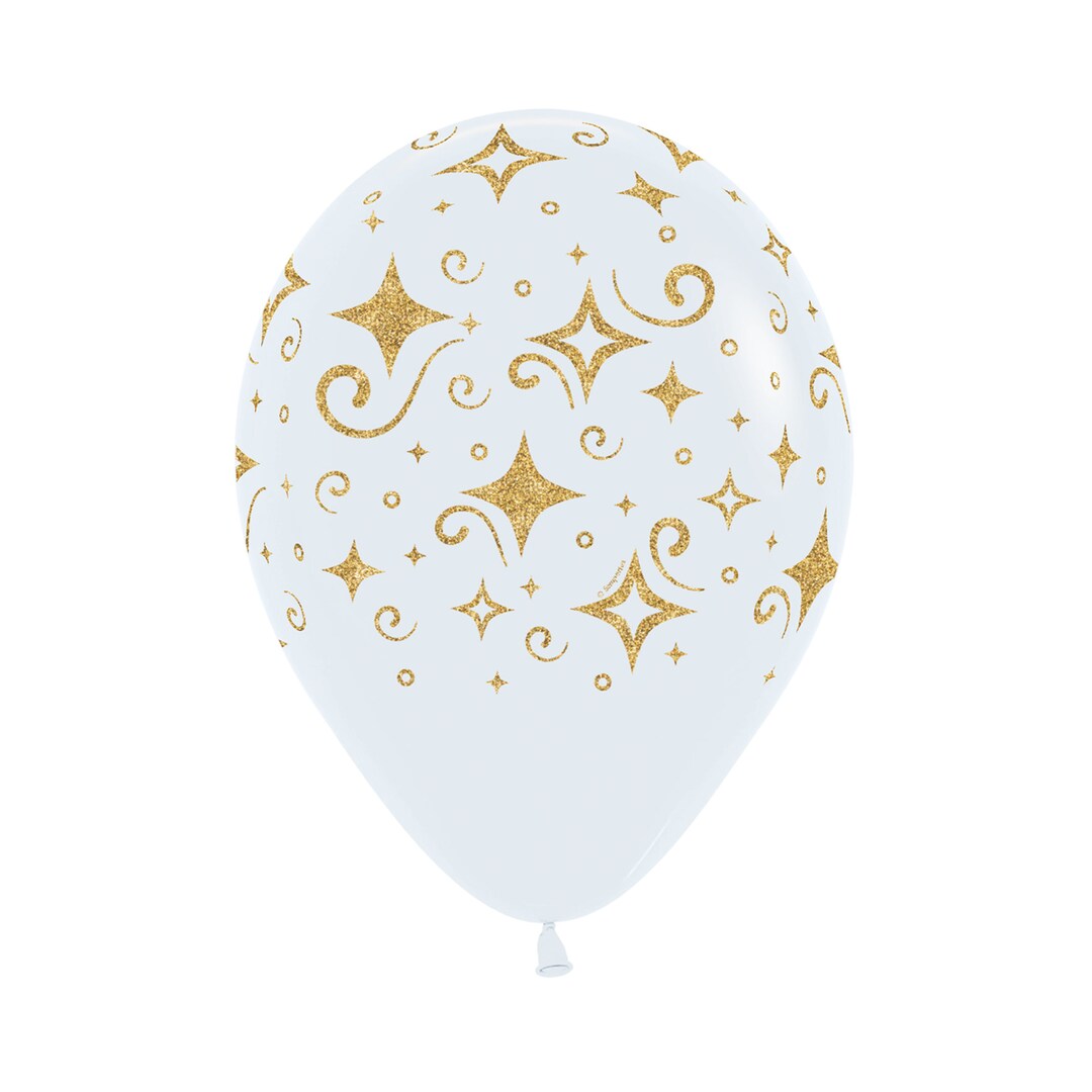 Five Gold Diamond and Swirl Balloons, Birthday Swirl, Bridal Shower ...