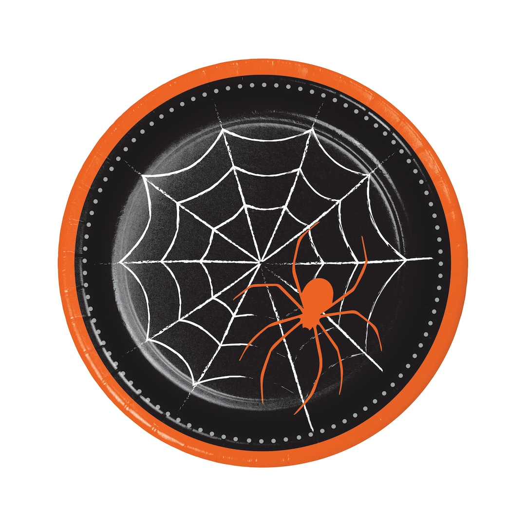 8 Halloween Spider Plate 9", Trick or Treat, Halloween Plate, Halloween ...