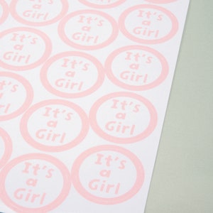 50 Its a Girl Stickers, Clear Stickers With Pink Writing, 1" Wide, Self ...