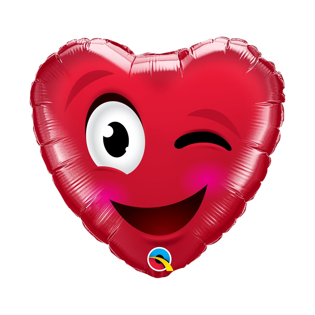 Smiley Wink Heart Balloon Foil Mylar 18, Smiley Emotes Party, Emoji ...