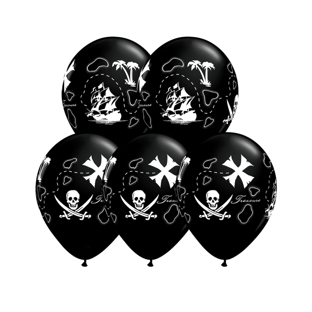 Five Pirate Treasure Map Balloons Latex, Pirate Party Theme, Pirate ...