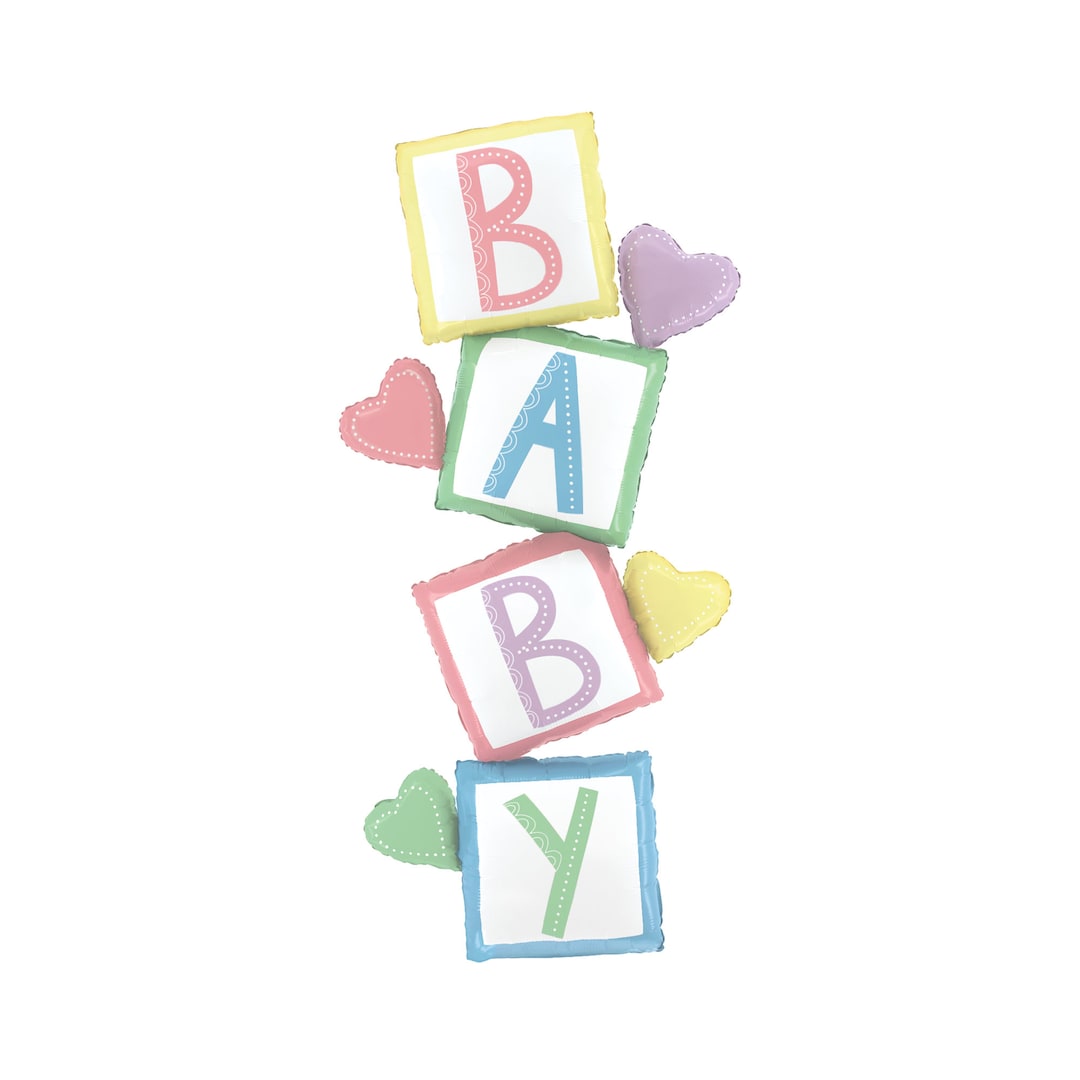 Baby Blocks Balloon 63", Baby Shower Balloon, Pastel Baby Decor, Baby ...