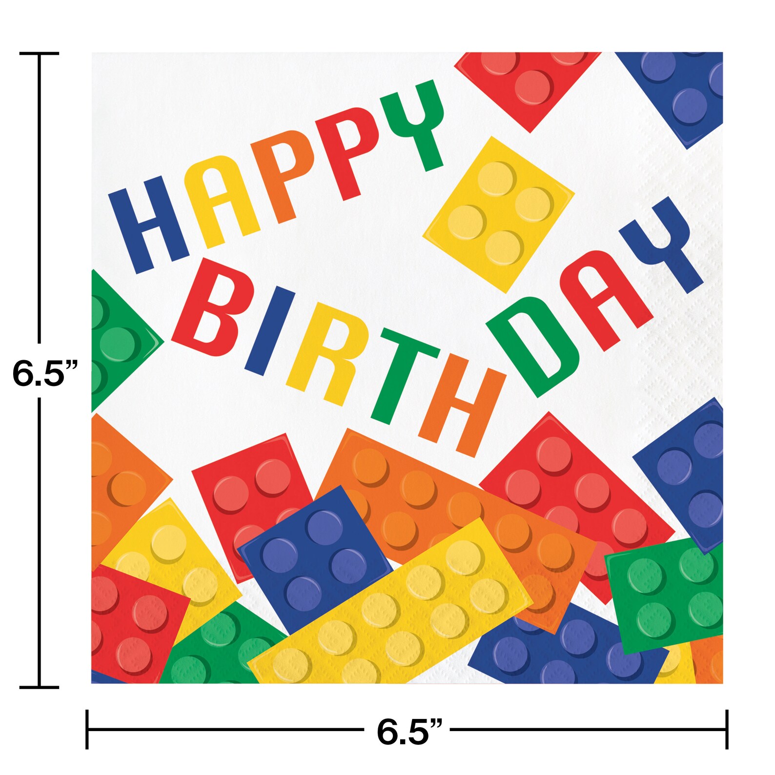 16 Large Happy Birthday Bricks Napkins, Block Party Napkins, Brick ...