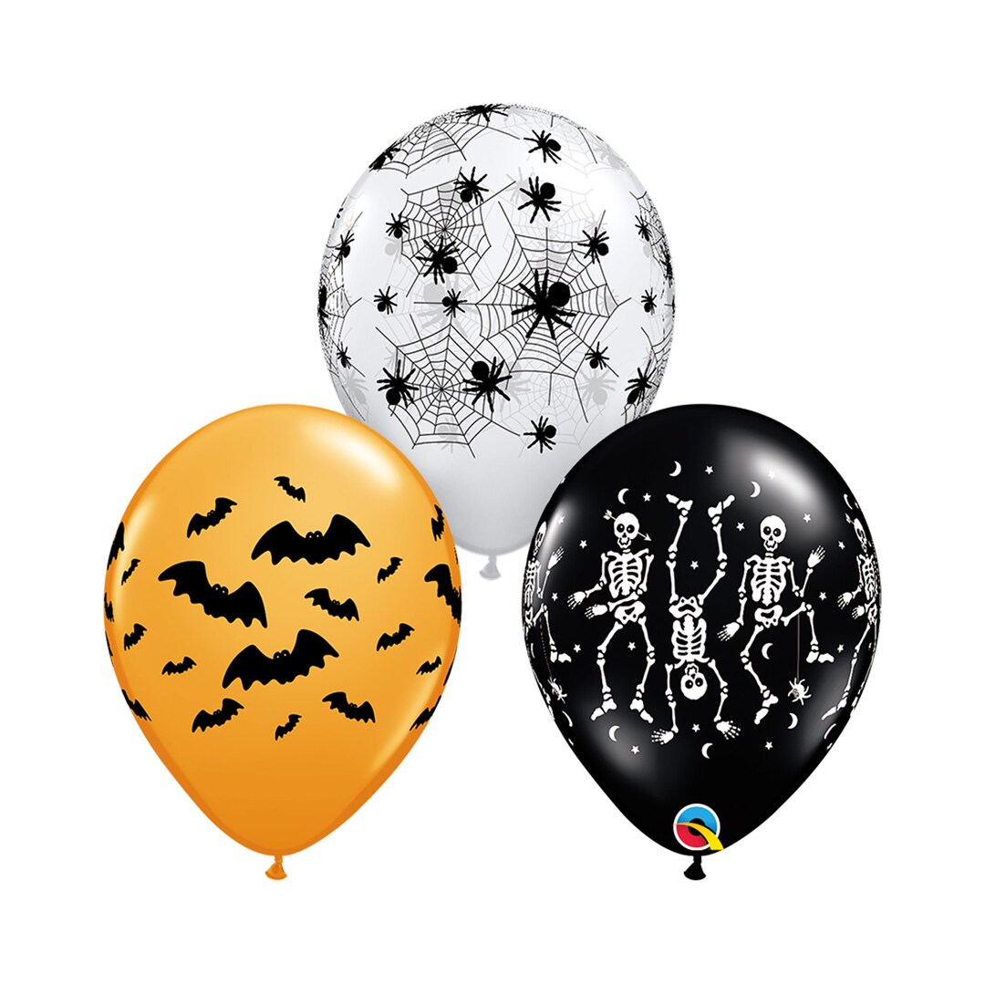 Five Halloween Balloons, Happy Halloween, Skeleton Balloons, Bats ...