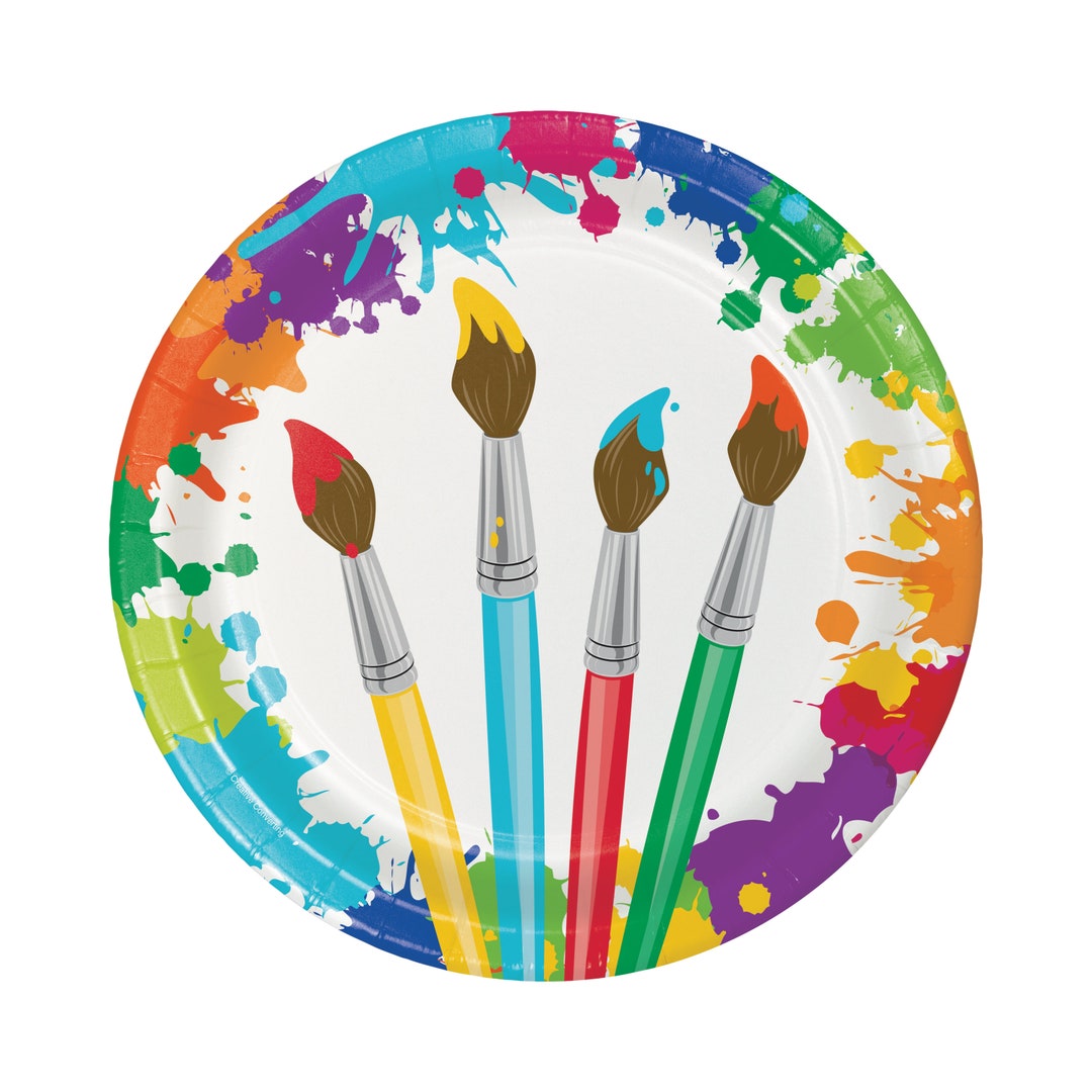 8 Art Party Plates 9", Paint Party, Paint Splatter, Splatter Party, Art ...
