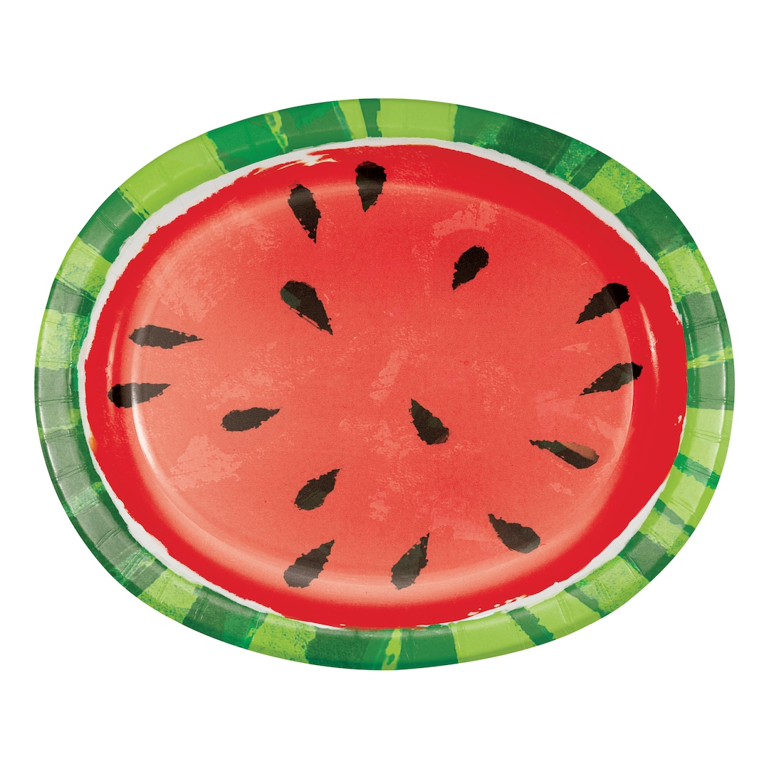 8 Oval Watermelon Platter 12, Luau Party, Watermelon Slice, Tropical ...