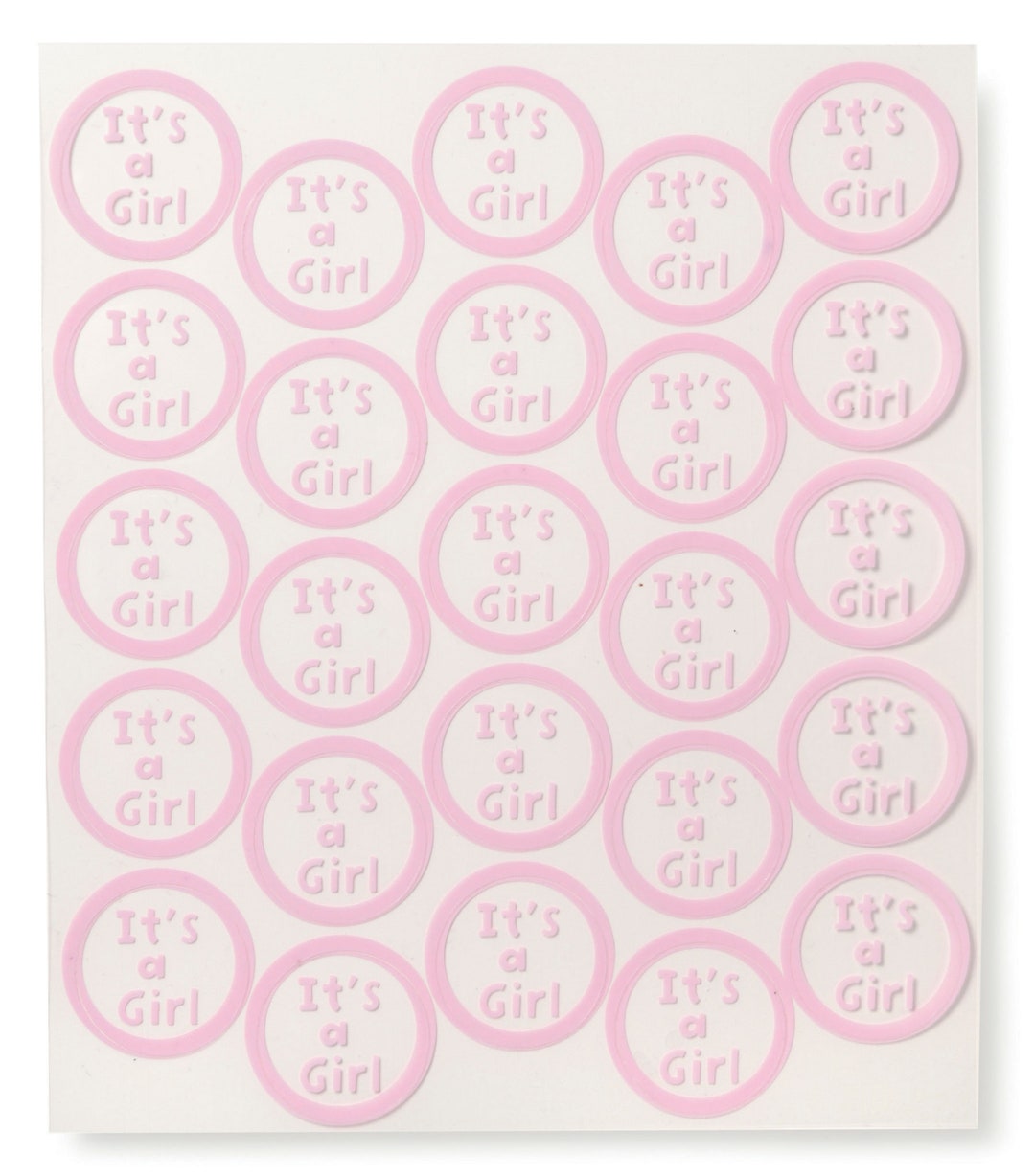 50 Its a Girl Stickers, Clear Stickers With Pink Writing, 1" Wide, Self ...