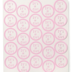 50 Its a Girl Stickers, Clear Stickers With Pink Writing, 1" Wide, Self ...