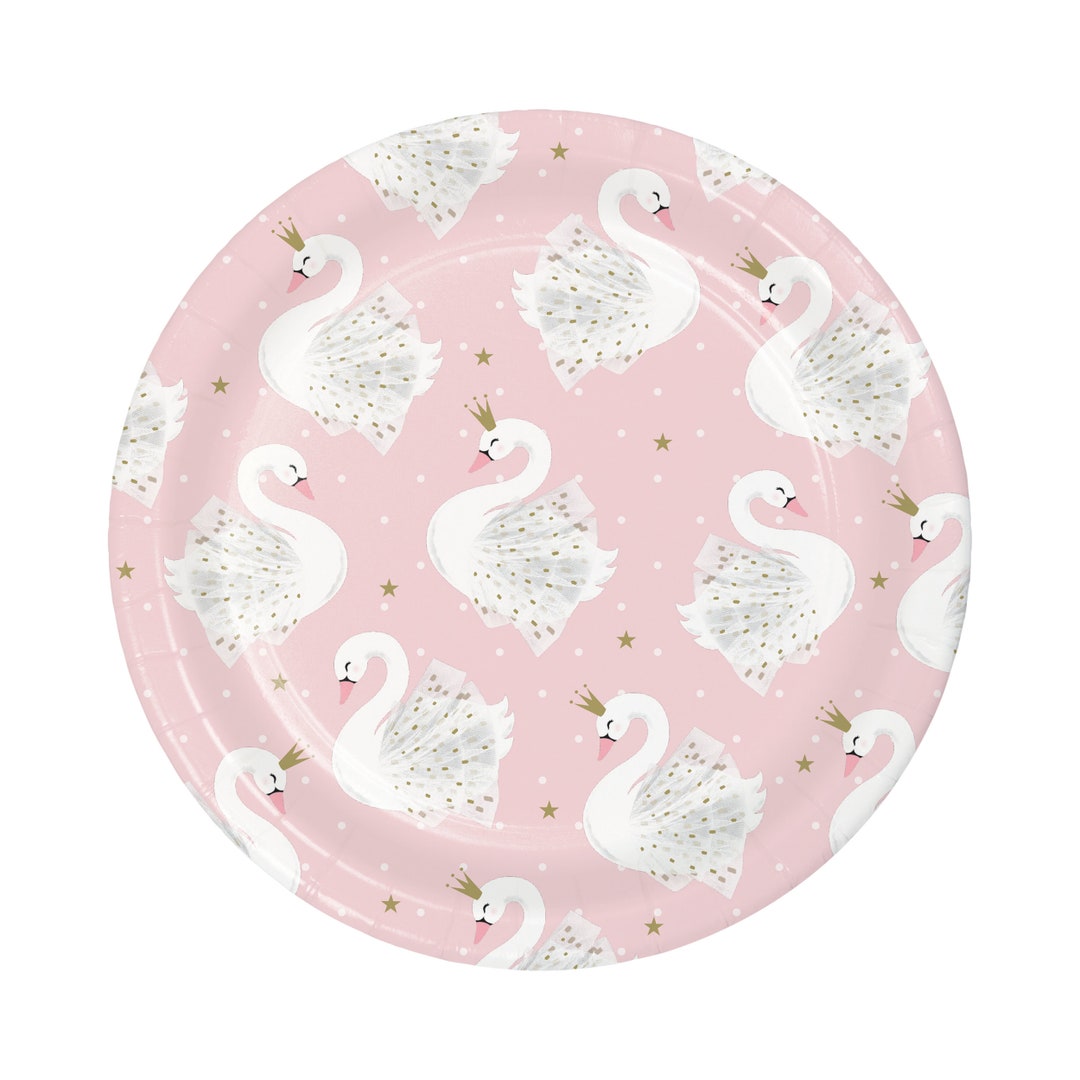 8 Swan Plates 7", Swan Party, Swan Baby Shower, Swan Princess Party ...