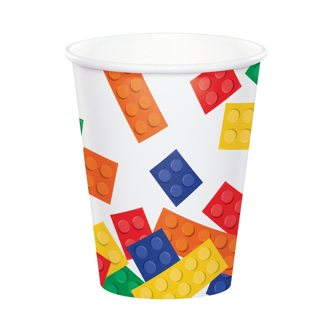 8 Brick Cups 9 Oz, Construction Blocks, Construction Bricks, Building ...
