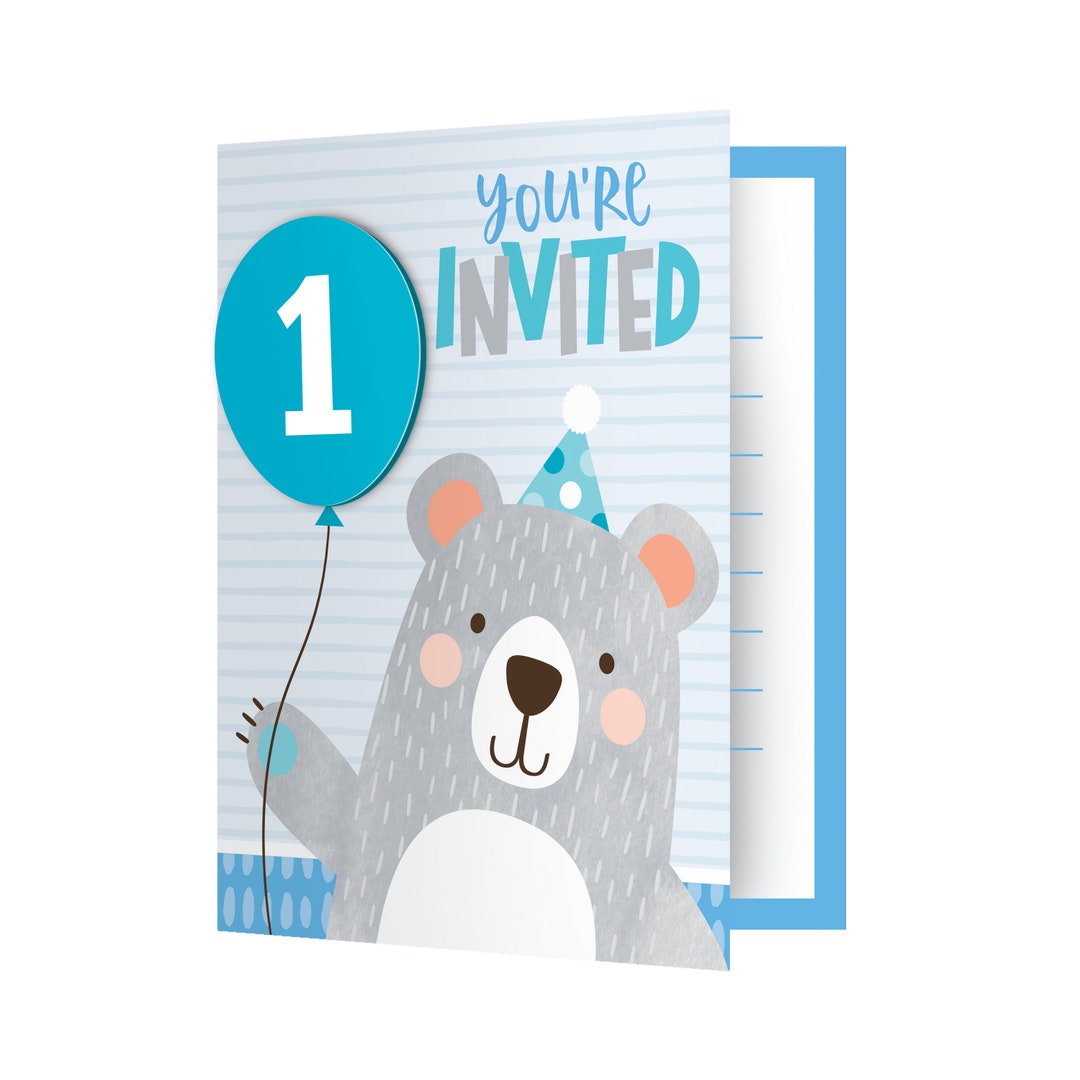 8 Bear Invitations, Bear Party Invite, Bear Birthday Party, Bear Themed ...