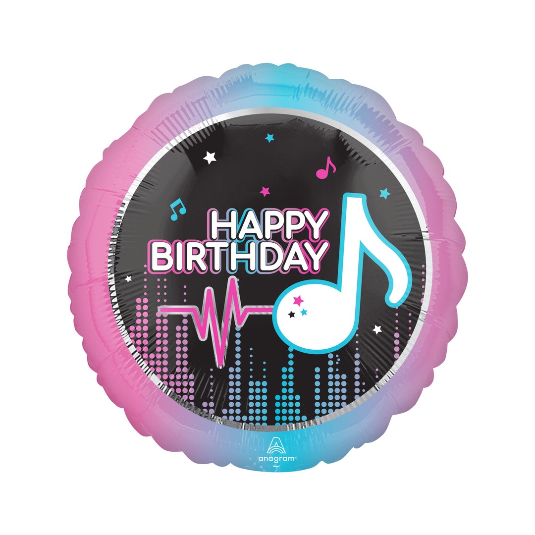Happy Birthday Musical Note Balloon 18", Music Decoration, Music Themed ...