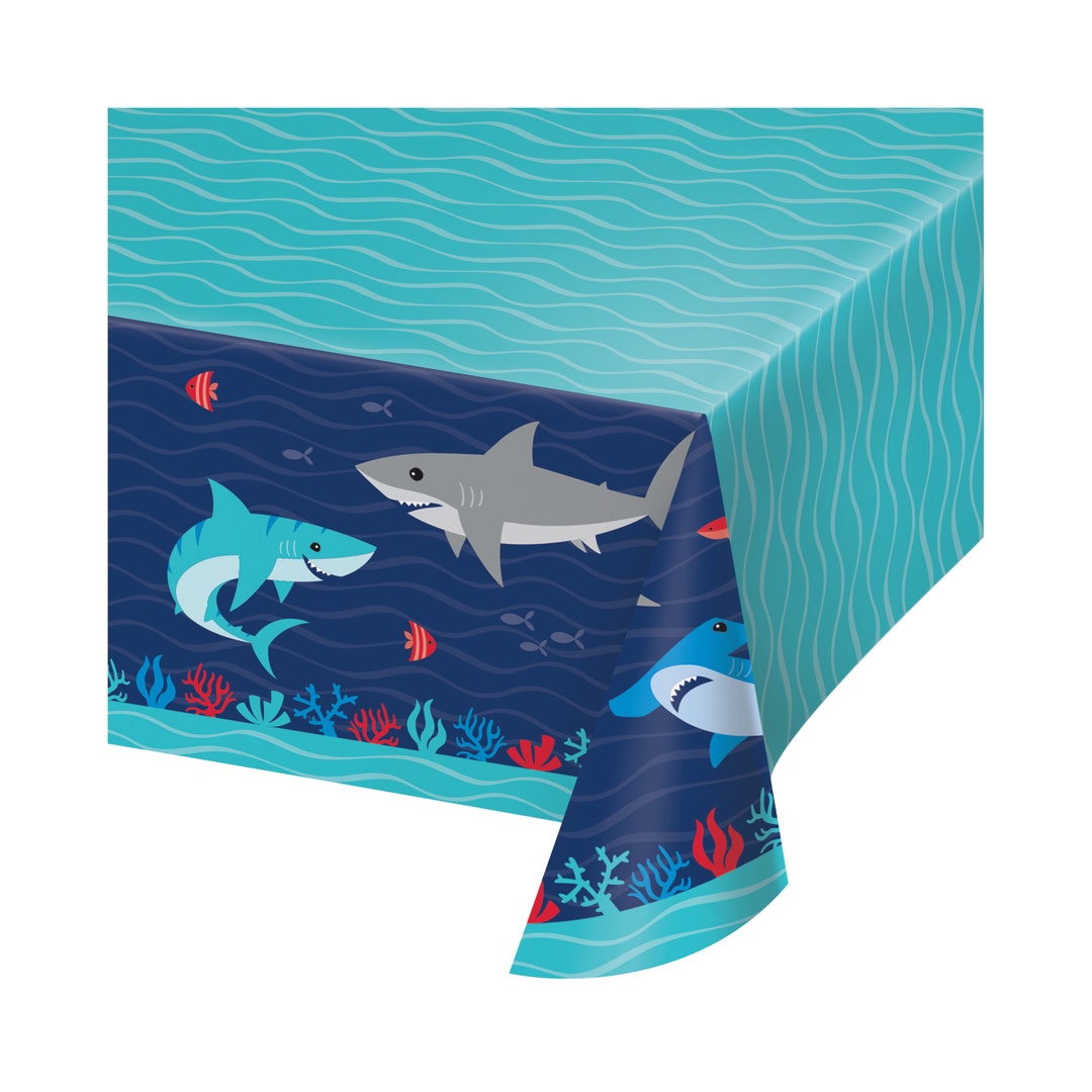 Shark Tablecloth, Shark Birthday, Shark Party, Shark Decorations, Pool ...