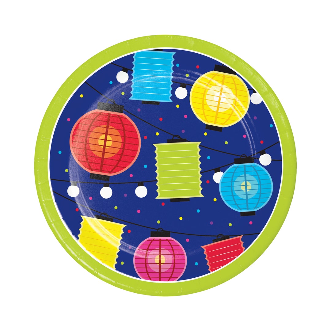 8 Paper Lanterns Plates 7", Luau Party Plate, Tropical Party, Beach ...