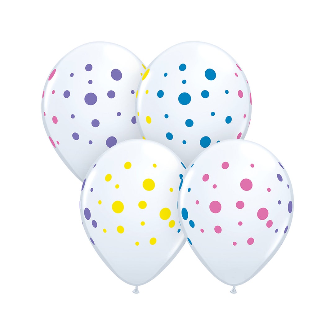 Five Colorful Polka Dots Balloons, Baby Shower Dots, Birthday Dots ...