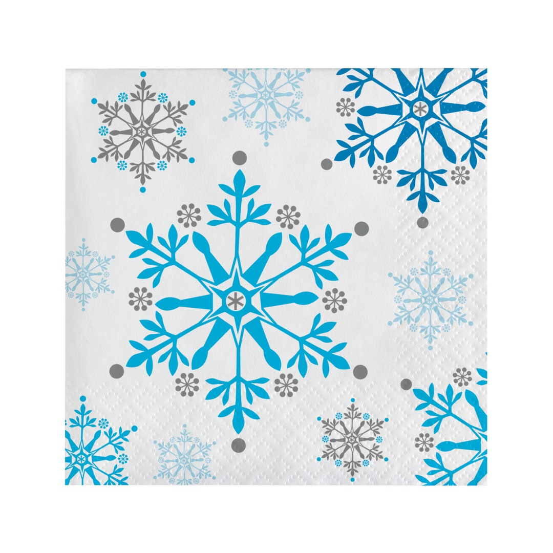 16 Small Snowflake Napkins, Snow Princess Napkins, Princess Party ...