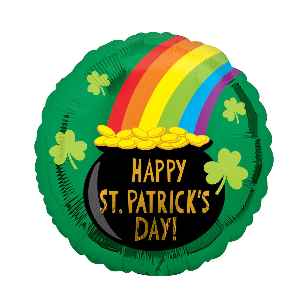 St Patricks Pot of Gold Balloon 18", St Patrick's Balloon, Luck of the ...