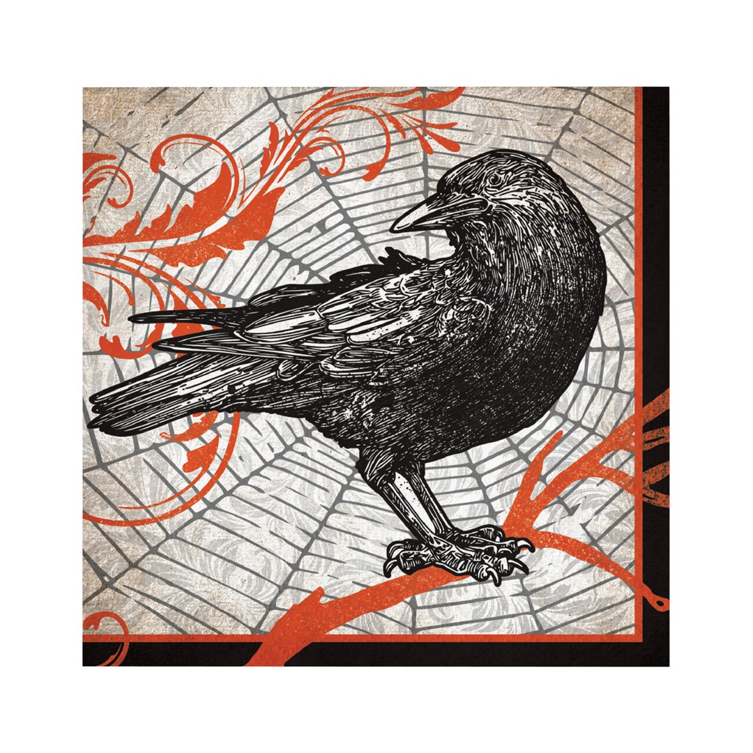 16 Small Halloween Raven Napkins, Halloween Decoration, Halloween ...