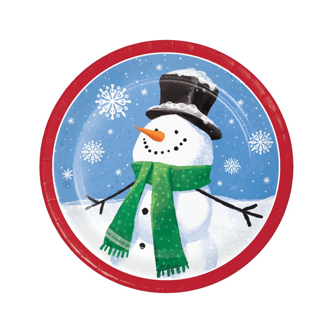 8 Christmas Snowman Plates 7", Christmas Plates, Christmas Party ...
