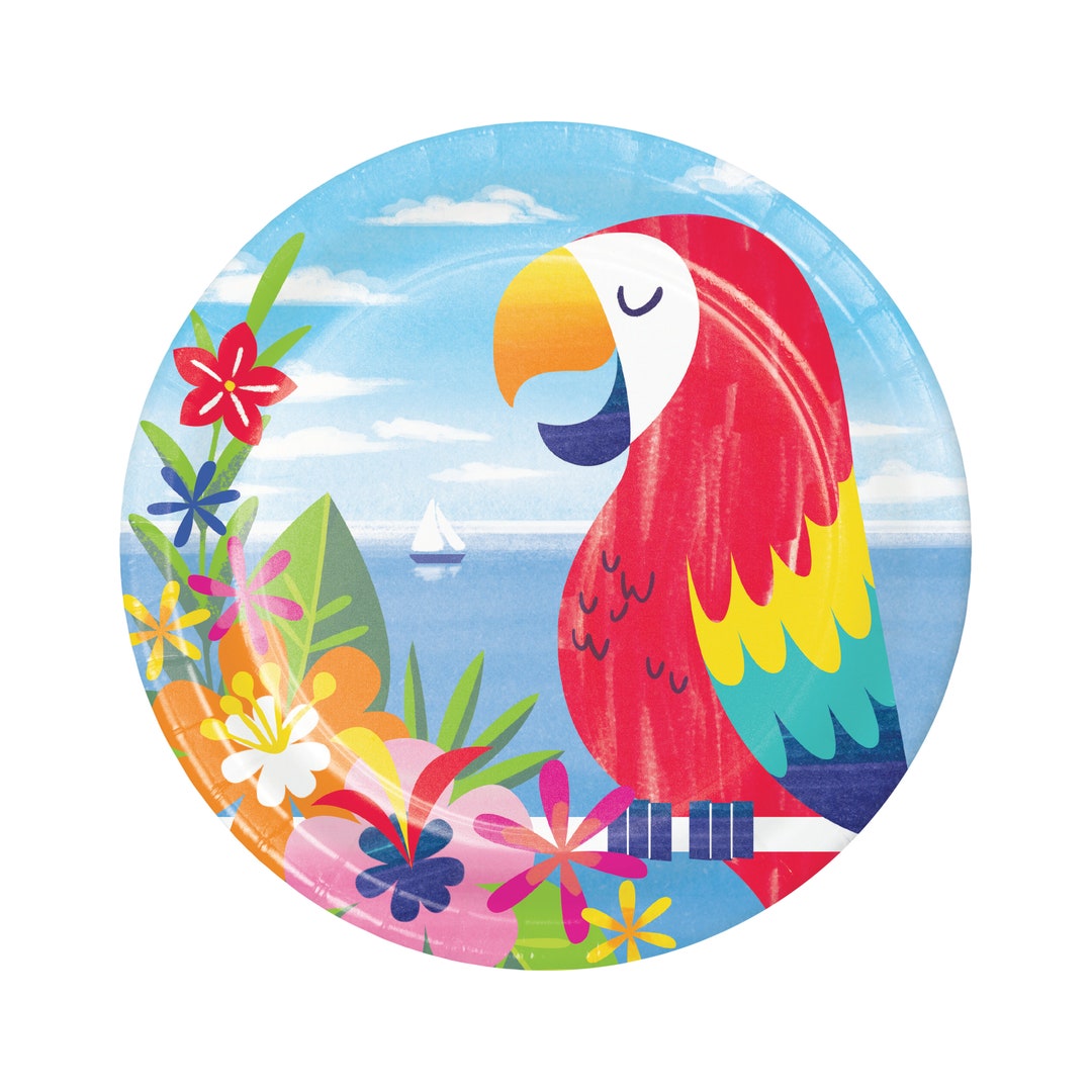 8 Tropical Paper Plates 9", Luau Party Plates, Tropical Party, Aloha ...